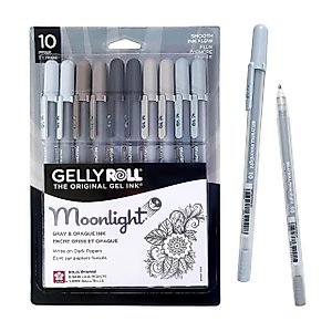 SAKURA Gelly Roll Moonlight 10 Gel Pens - Bold Ink Pen for Journaling, Art, or Drawing - Gray & Opaque Ink - Bold Line - 10 Pack