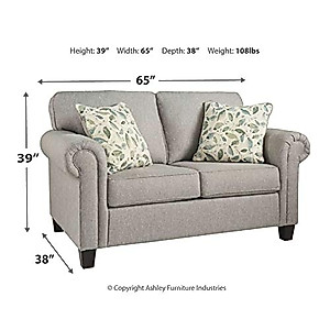 Signature Design by Ashley Alandari Traditional Loveseat with 2 Accent Pillows, Gray