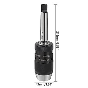 uxcell Keyless Drill Chuck MT2 Morse Taper Mount Adjustable 1/32"-1/2" (1mm-13mm) 3-Jaw for Lathes Milling Drilling Machine