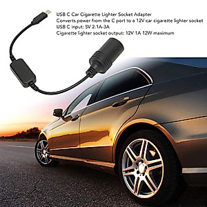 5V USB C Male to 12V Car Cigarette Lighter Socket Female Converter, Power Adapter Converter, for Driving Recorder DVR Dash Camera GPS, 0./11.8in