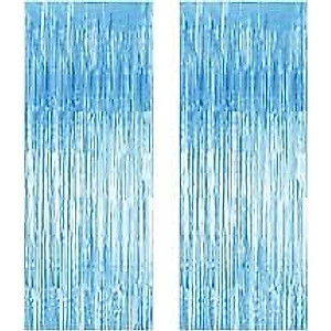 Blue, Boy Baby Shower Decoration Set, Rustic Welcome Baby Banner, 2 - Blue Metallic Curtains, Gold, Blue and White Baby Shower Decor Kit, Blue and White Balloons