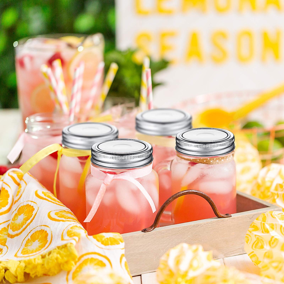 200 Pieces 70 mm Regular Mouth Canning Jar Lids and Bands Silicone Canning Lids with Silicone Seals Rings Split-type Leak Proof Canning Jar Caps