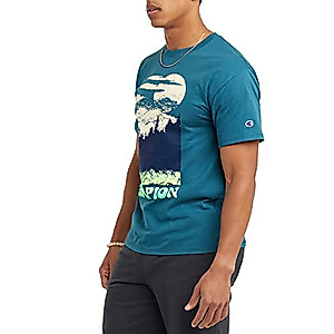 Champion, Classic, Soft and Comfortable T-Shirts for Men (2023, Nifty Turquoise Tree Graphic, Large