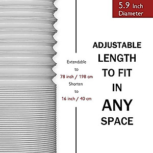 TURBRO Portable Air Conditioner Exhaust Hose, 5.9 Inch Diameter Counter Clockwise, 78 Inch Length