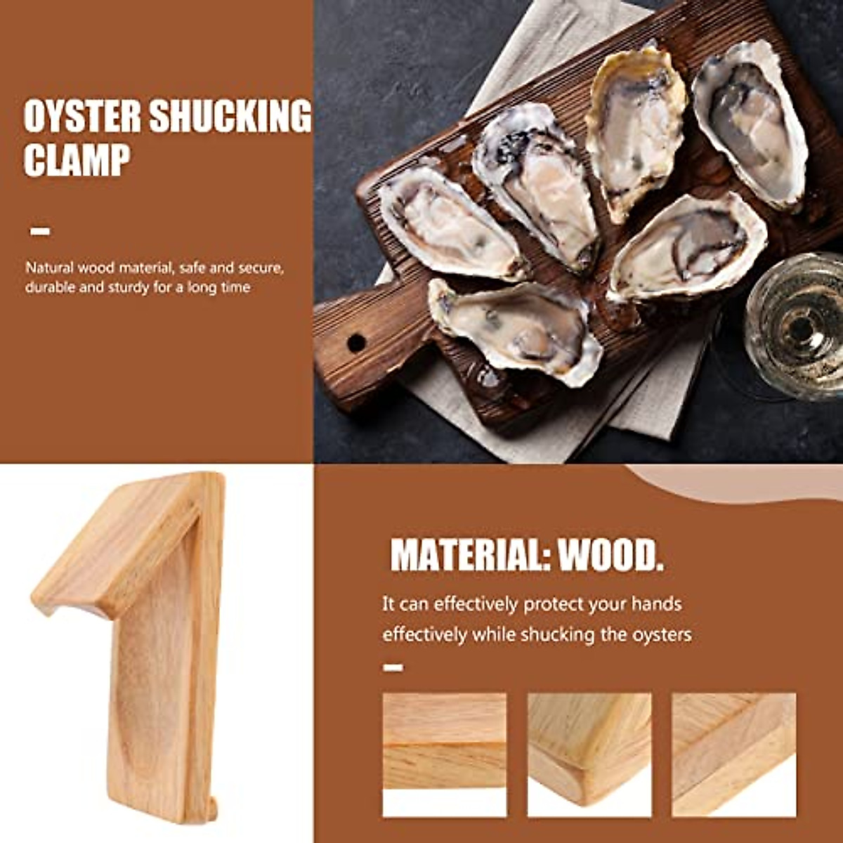 CALLARON Decorating Tools Oyster Shucking Clamp Wooden Oyster Shucking Tool Seafood Shucking Clamp Oyster Opener Clamp Kitchen Gadgets for Oyster Clam Shellfish Seafood Kitchen Utensil Set