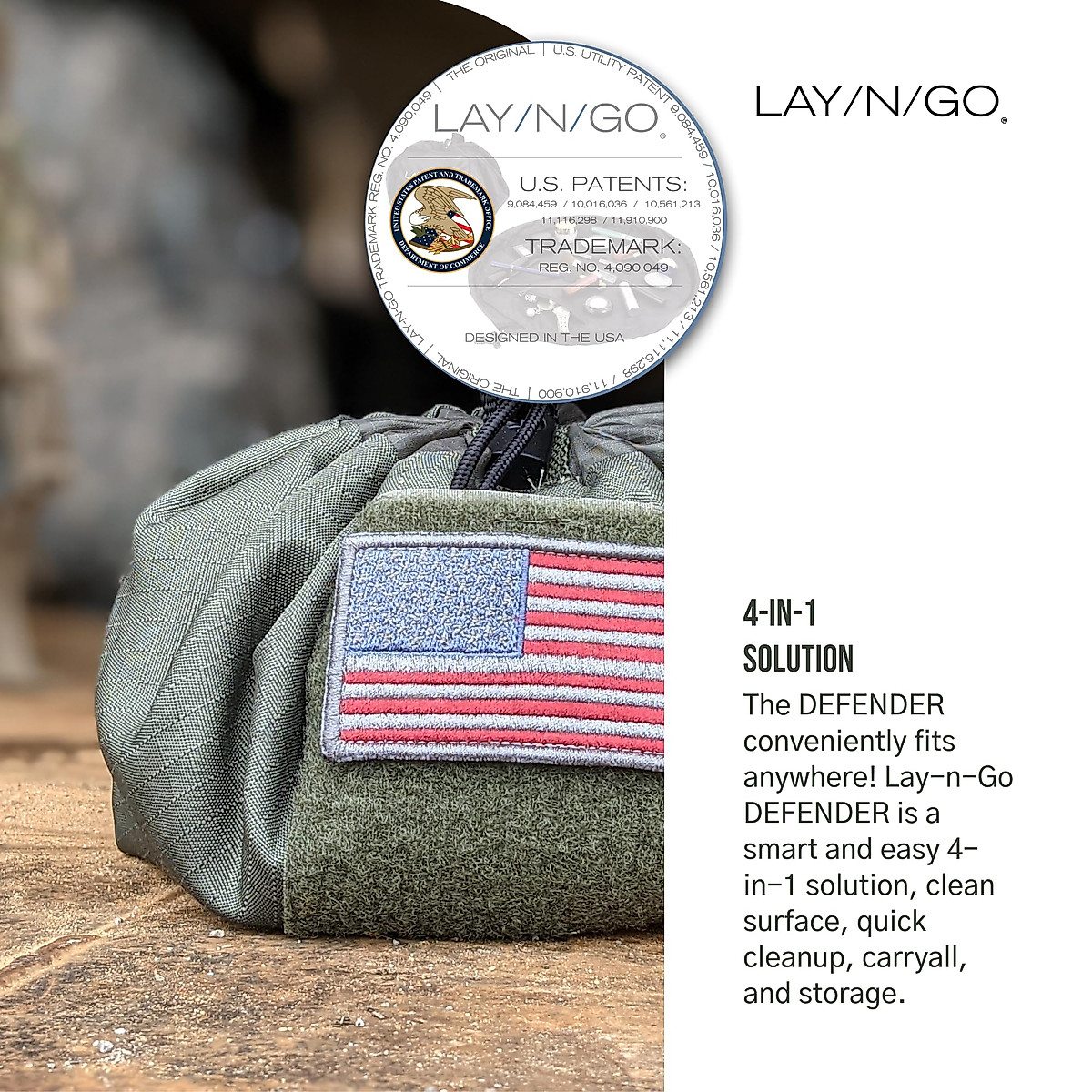 Lay-n-Go Defender Tactical Gear Accessory, Tool & Utility Storage Bag With Pockets for Travel, Military, First Responder, Survival and Outdoors, 20 inch, Black