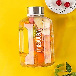 VENNERLI Half Gallon Water Bottle with Handle BPA Free Sports Water Bottles 74oz Large Plastic Water Jug 2.2L Motivational for Outdoor Hiking Camping Running (Clear)