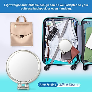 MIYADIVA 6In 20X Magnifying Mirror, Double Sided Travel Mirror, Foldable Hand Mirrors with Handle, Portable Mirror for Traveling, Gift for Women