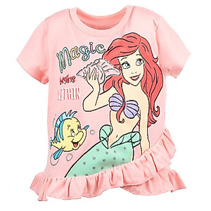 Disney Princess Ariel Toddler Girls Crossover T-Shirt and Leggings Outfit Set Pink 4T