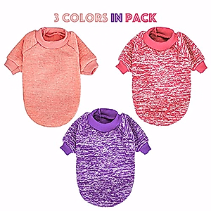 MOIRIG Dog Sweater, Dog Sweaters for Small Dogs, 3 Pack Warm Soft Pet Clothes for Puppy, Medium Large Cat, Dogs Girl or Boy, Dog Shirt for Winter Christmas (X-Small, Pink+Purple+HotPink)