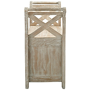 Signature Design by Ashley Fossil Ridge Boho Storage Accent Bench, Vintage White