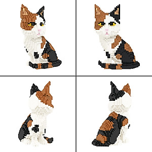 Larcele Cat Micro Building Blocks Animal Set, DIY Mini 3D Building Toy Bricks,1191pcs KLJM-05 (Cat, Model1979)