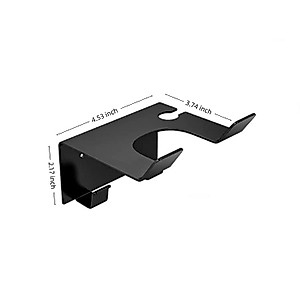Hair Dryer Holder,Stainless Steel Self Adhesive Blow Dryer Holder,Wall Mounted with 2 Hooks for The Bathroom（Black）