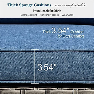 ovios Patio Sofa Outdoor Furniture Modern Wicker Sofa All Weather Garden Loveseat Couch Porch Sofa for Yard, Backyard (Denim Blue)