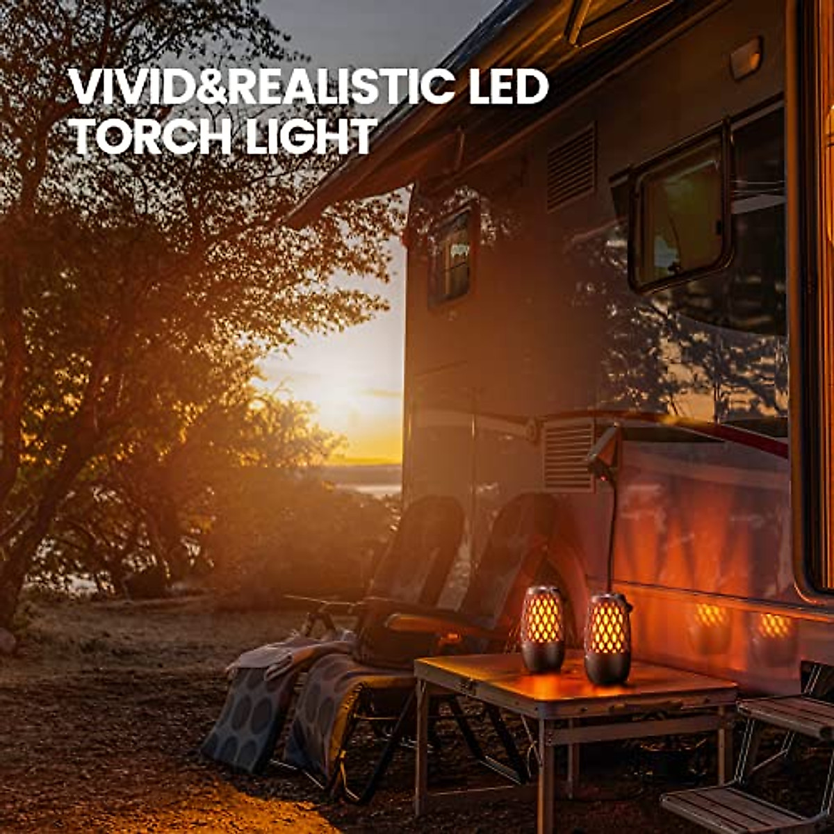 Outdoor Speakers Waterprrof, Birthday Gift Ideas for Him Her, Portable Bluetooth Speaker with Lights, Multi-Sync Wireless Speaker for Patio/Yard/Pool/Porch, Wall Mount&Stake&Hook Inc. (2 PACK)