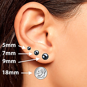 Japanese Akoya Cultured Pearl Earrings Stud AAAA Graded 8mm Black Stud Earrings for Women with 14K Gold Settings and Jewelry Gift Box - Orien Jewelry