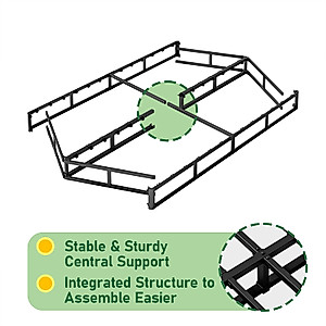 Askeld Queen Bed Frame, 9 Inch High Metal Box Spring with More Steel Slats Support, Sturdy Platform Bedframe Low to Floor, 3500 Lbs Weight Capacity Heavy Duty Mattress Base, Easy Assembly, Black