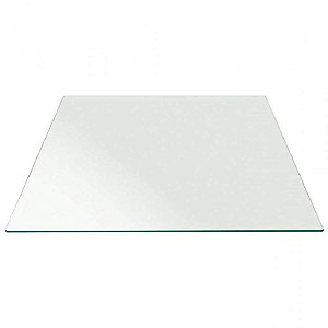Pro Safe Glass 24'' Square Tempered Clear Glass Table Top - 3/8'' Thick with Pencil Polish Edge