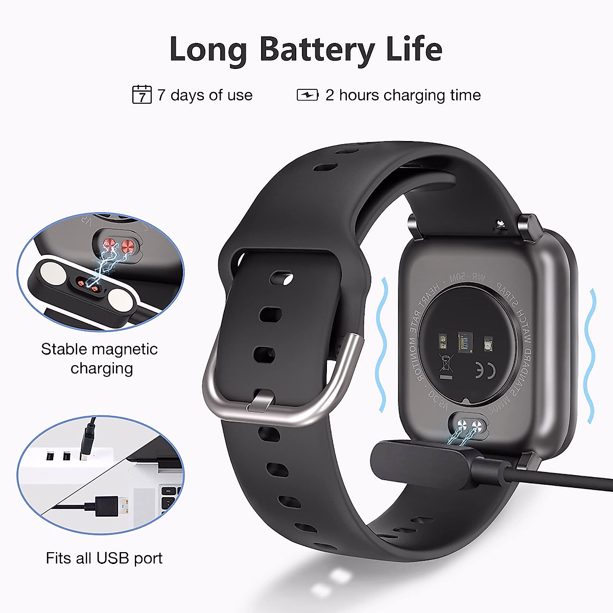 KALINCO Fitness Tracker with Heart Rate Monitor, Activity Tracker with Pedometer, Sleep Tracking, Calorie & Step Counter Watch, Call & Message Alert for Men Women