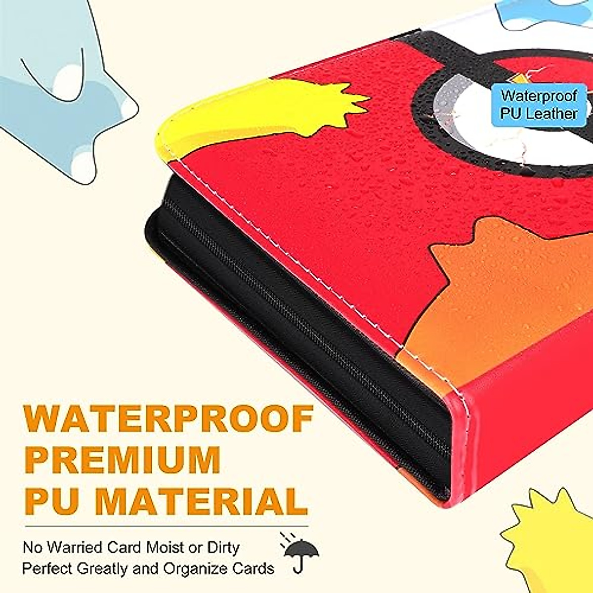 ESSAGER 4-Pocket Trading Card Binder, Fits 400 Cards with 50 Removable Sleeves, Zipper Card Collection Binder Album Book Storage Organizer - Toys Gifts for Boys Girls