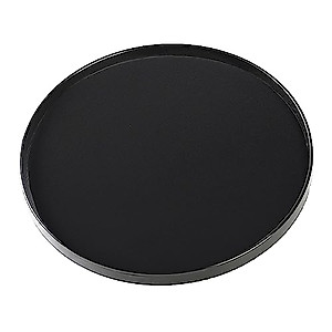 Round Solid Wood Serving Tray Extra Large Tea Coffee Snack Food Meals Serving Plate Non-Slip Kitchen Party Bar Server Breakfast Tray with Raised Edges (16inch/40cm) Black Decorative Ottoman Tray