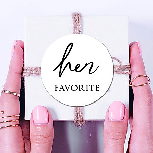 White Black His Her Favorite Stickers, 2 Inch Wedding Bridal Shower Party Favor Labels 80-Pack