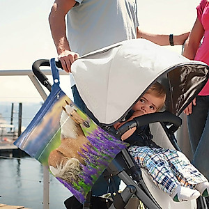 visesunny Palomino Horse Lavender Sunset 2Pcs Wet Bag with Zippered Pockets Washable Reusable Roomy for Travel,Beach,Pool,Daycare,Stroller,Diapers,Dirty Gym Clothes, Wet Swimsuits, Toiletries