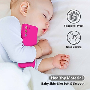 oakxco for Samsung Galaxy S21 Phone Case Liquid Silicone, Fluorescent Bright Solid Color, Cute Thin Slim Soft Rubber TPU Plain Smooth Gel Matte Protective Cover for Women Girl, Fuchsia Hot Pink