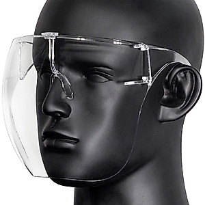 【2PACK】New Transparent Goggle Sunglasses Full Cover,Anti Fog Clear Plastic Face for Adults,See Through Mouth and Nose Facial Clear Face ,Clear Face_ ,Cover Glasses,Crystal Clarity,Reusable,Visor