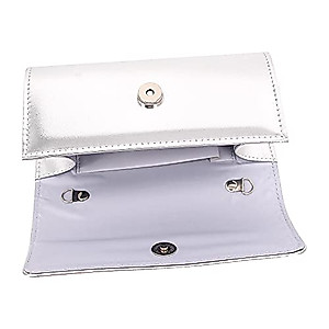 Gabrine Womens Hologram Holographic Evening Bag Shoulder Bag Crossbody Bag Handbag Clutch Purse for Wedding Party Prom(Silver)