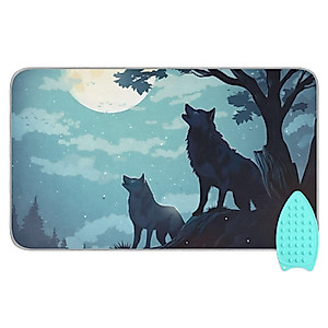 GOODOLD Wolves Under The Moon Ironing Mat Portable Travel Ironing Pad for Washer,Dryer,Table Top, Iron Board Alternative Cover, Large Heat Resistant Ironing Blanket