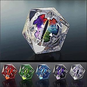 Dragon Eye Dice - The Chromatic Dragon Collection,Mini Crystal Dice，Resin Dragon Eye Dice Set,Colorful Polygonal Dice,Shinny Polyhedral Dice Set Filled With Eyeball,For Role Playing Dice Games (White)