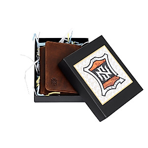 N&S LEATHER Wallet for Men, Slim Mens Wallets for Credit Card and Money Holder - Men's Wallets Card Cases and Money Organizers - Men's Minimalist Compact Card Wallet (Crazy Brown)