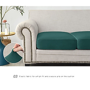 Velvet Couch Cushion Covers for L/U Shape Sofa, Stretch 3 2 1 4 Seat Cover Loveseat Chaise Lounge Sofa Slipcovers Sectional Non-Slip Furniture Protector (Light Blue 3 Seat)