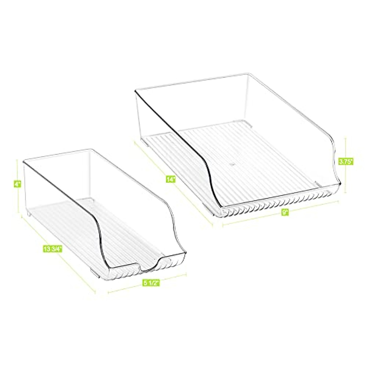 4 Pack Refrigerator Organizer Bins, Soda Can Organizer and Wide Water Bottle Holder Set for Cabinets, Countertops, Pantry, Kitchen and Refrigerator, Can Dispenser