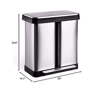 GAOMON Trash Can, 8 + 9.5 Gal Dual Garbage Can & Recycle Bin, 2 Compartments, Includes 1 Removable Inner Buckets, Soft Close Lid and Airtight, for Home, Office, Business