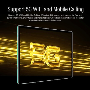 10.1in 11 Tablet PC, 8GB RAM 256GB ROM,128GB Expand, 2.5D Curved IPS HD Touch Screen, 8MP 20MP Cameras, 2.4/5GWiFi, Dual SIM Calling Tablet, 6000mAh, Green