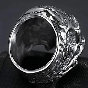 Jude Jewelers Stainless Steel Gothic Skull Vintage Antique Style Cocktail Party Holiday Statement Biker Ring (Silver, 8)