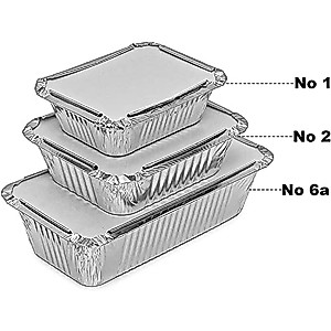 Aluminium Disposable Foil Food Container with Lids (Pack of 50) Reusable Takeaway Containers, Great for Baking Roasting Cooking Food Storage, 14 x 12 x 5cm