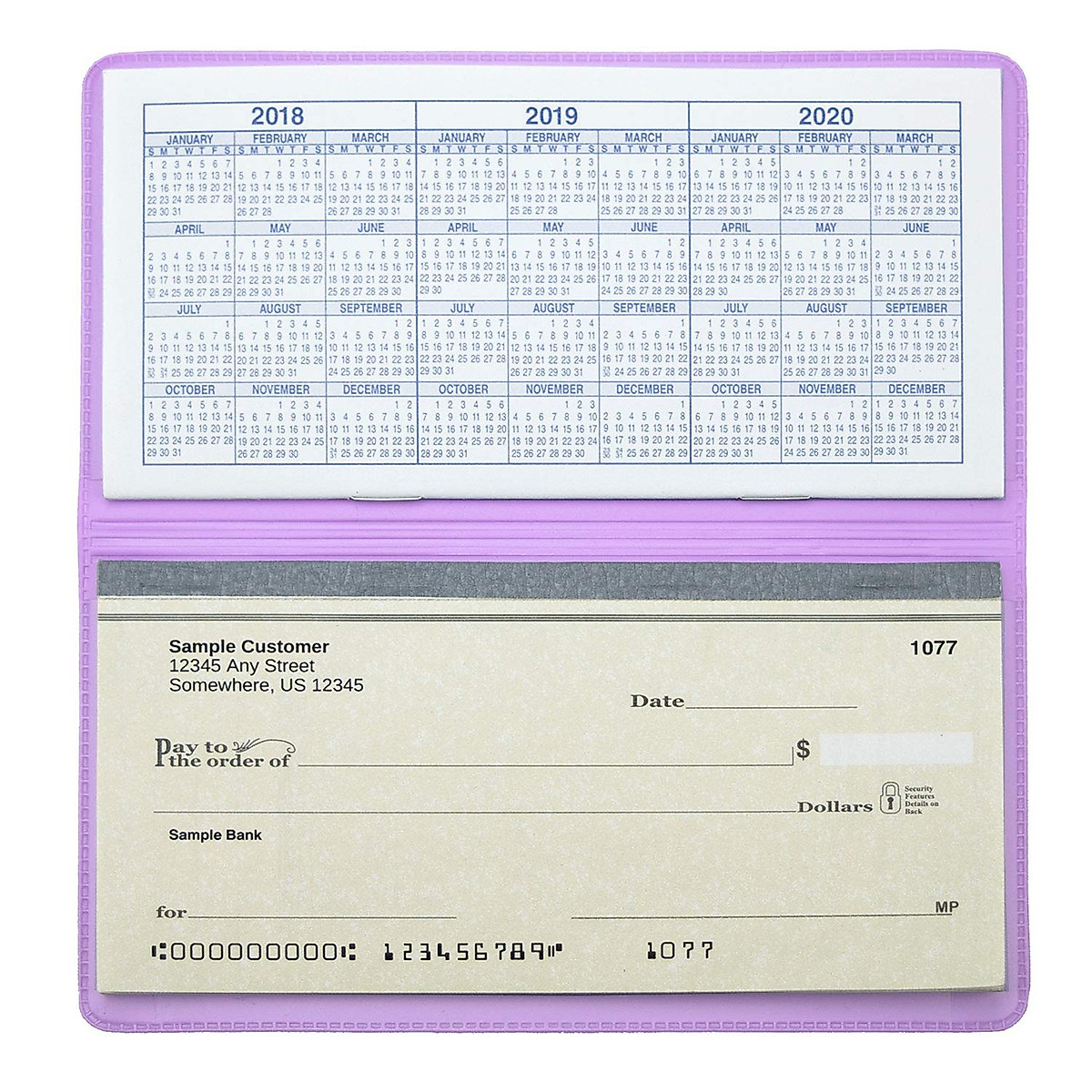 Lavendar Vinyl Checkbook Cover, Top Tear Personal Vinyl Checkbook Cover