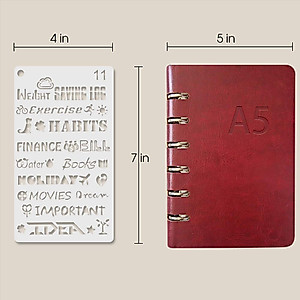 Journal Stencil Set for Dotted Journals, Journalling Supplies/Accessories Kit Includes Daily/Weekly/Monthly Calendars, Icon, Chart, Numbers,Shape