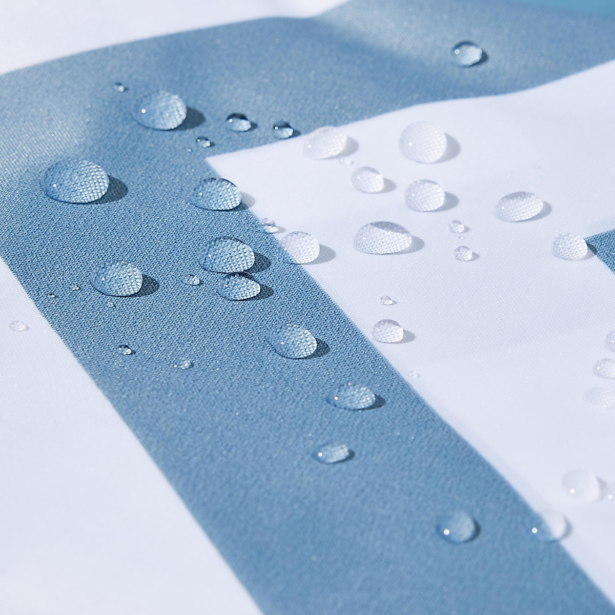 Amazon Basics Fabric Shower Curtain with Grommets and Hooks - 72 x 72 Inch, Blue Ombre Chevron