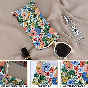 BHAHB 2 PCS Glasses Eyeglass Sunglasses Case Pouch Soft PU Leather Cute Aesthetic with Cleaning Cloth for Unisex Women Girls-Flowers