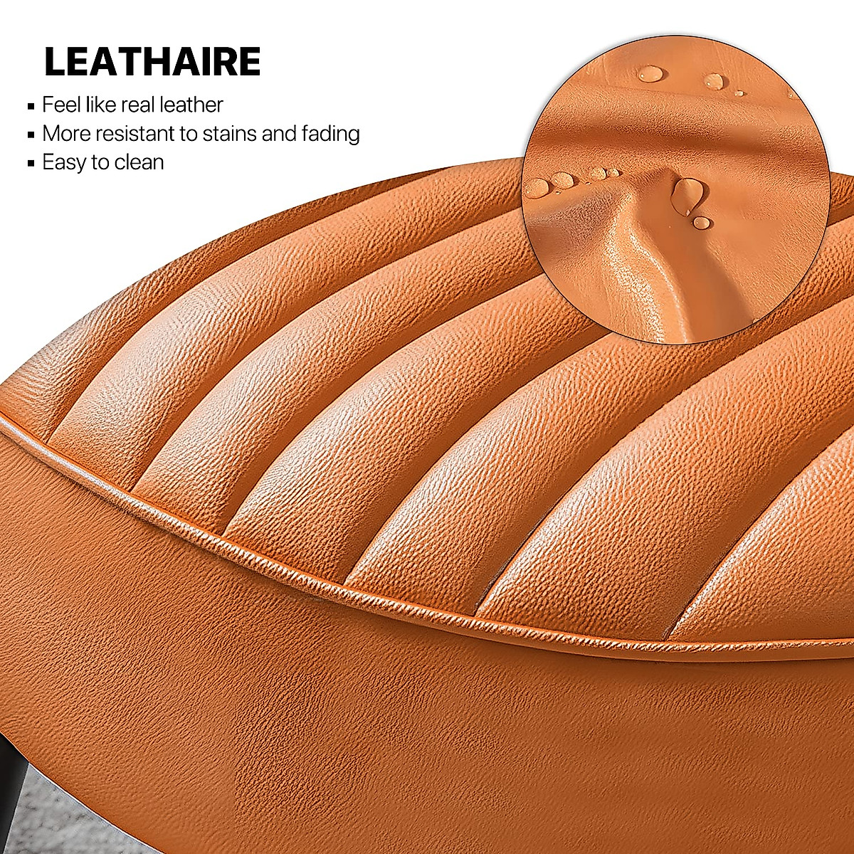 MoNiBloom Accent Chair Modern Armchair Single Sofa Chair with Lumbar Pillow, Mid Century Modern Comfortable Leatheraire Reading Chair for Living Room Bedroom, Metal Legs Back Club Arm Chair, Orange