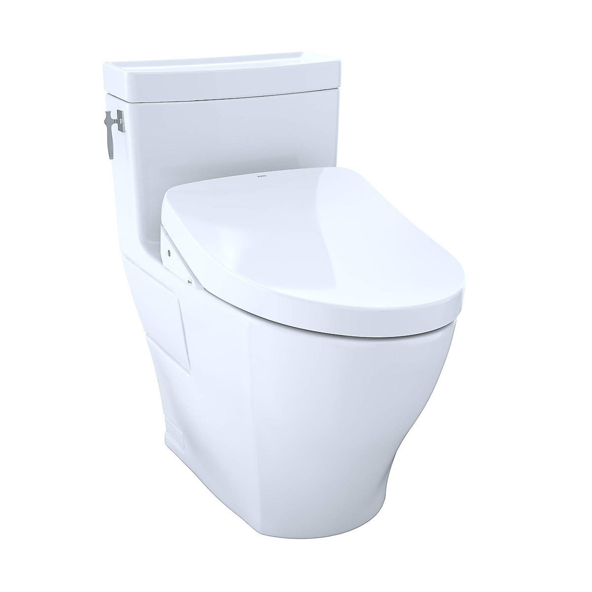 TOTO MW6263046CEFG#01 WASHLET+ Aimes One-Piece Elongated 1.28 GPF Toilet and Contemporary WASHLET S500e Bidet Seat, Cotton White
