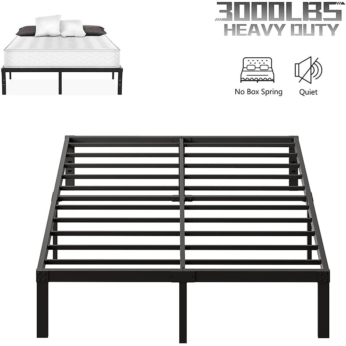 Sealvvos 14 inch King Bed Frame Metal Platform Mattress Foundation with Steel Slat Support, No Box Spring Needed, Easy Assembly, Black