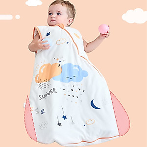 ZIGJOY Baby Winter Sleeping Bag 2.5 TOG Sleeveless Newborn Wearable Blankets with 2-Way Zipper Cotton Sleep Sack Suitable for Baby Girl Boy 0-6 Months