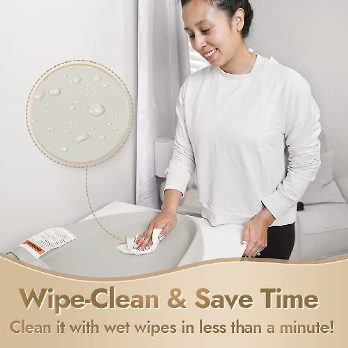 Papablic Baby Changing Pad, Waterproof & Non-Slip, Includes Washable Cover, Safety Strap for Standard Dresser, Changing Table, Bed, Sofa