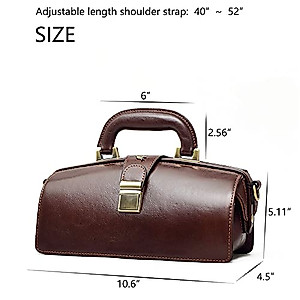Erivis genuine leather handbag cowhide doctor bag brown shoulder bag buckle women's bag (Brown)
