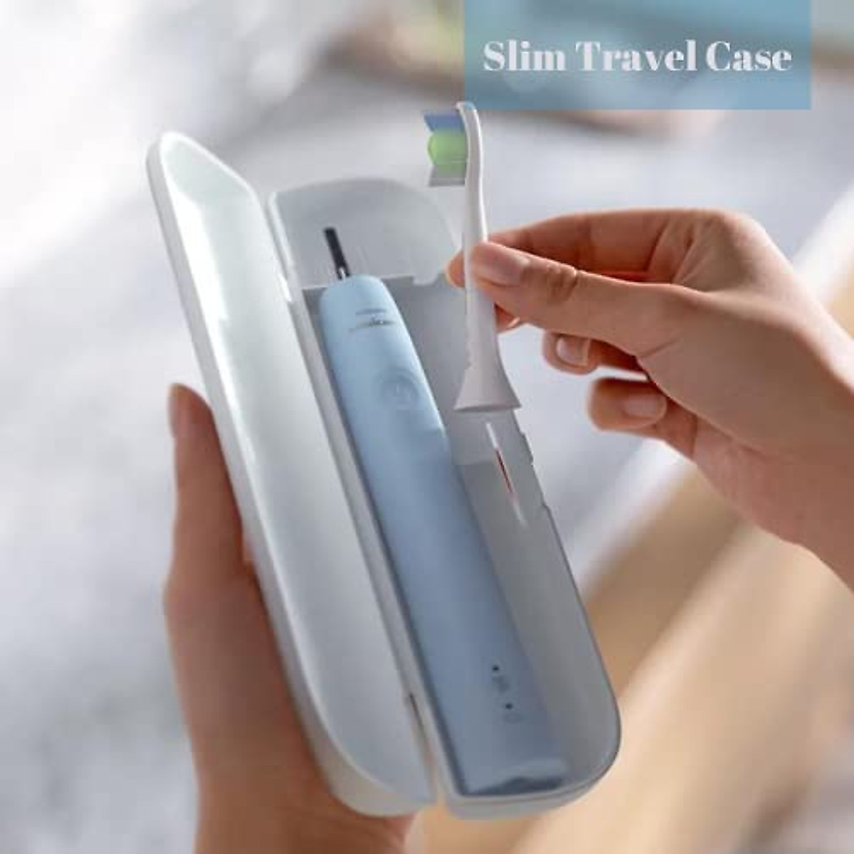 PHILIPS Sonicare Electric Toothbrush DiamondClean, Phillips Sonicare Rechargeable Toothbrush with Pressure Sensor, Sonic Electronic Toothbrush, Travel Case, Blue